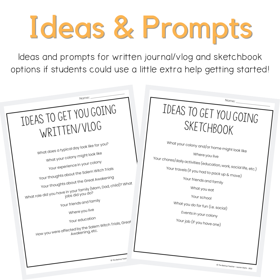 Journal Assignments (Life in Colonial America) - Made By Teachers