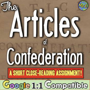 Articles of Confederation and Constitution Reading Activity and ...