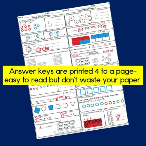 Math Spiral Review Daily Worksheets Morning Work Homework Month 1 ...