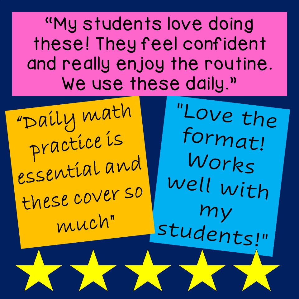 Math Spiral Review Daily Worksheets Morning Work Homework Month 1 ...