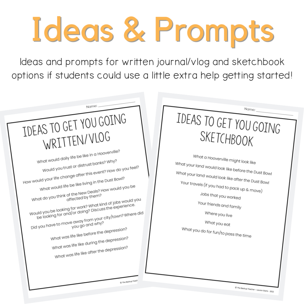 Journal Assignments (Great Depression) | Made By Teachers
