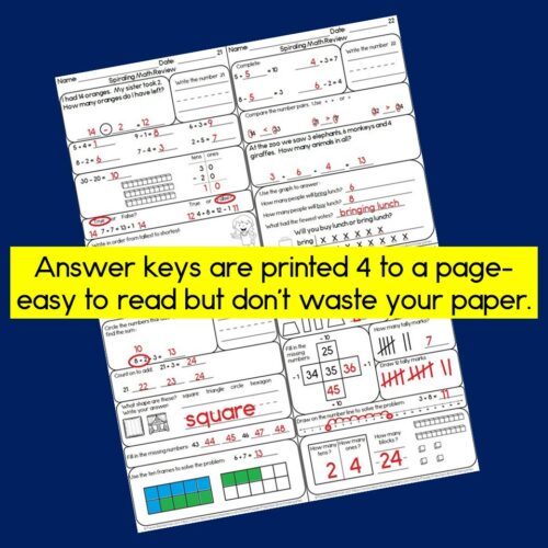 Math Spiral Review Daily Worksheets Morning Work Homework Month 2 Fall ...