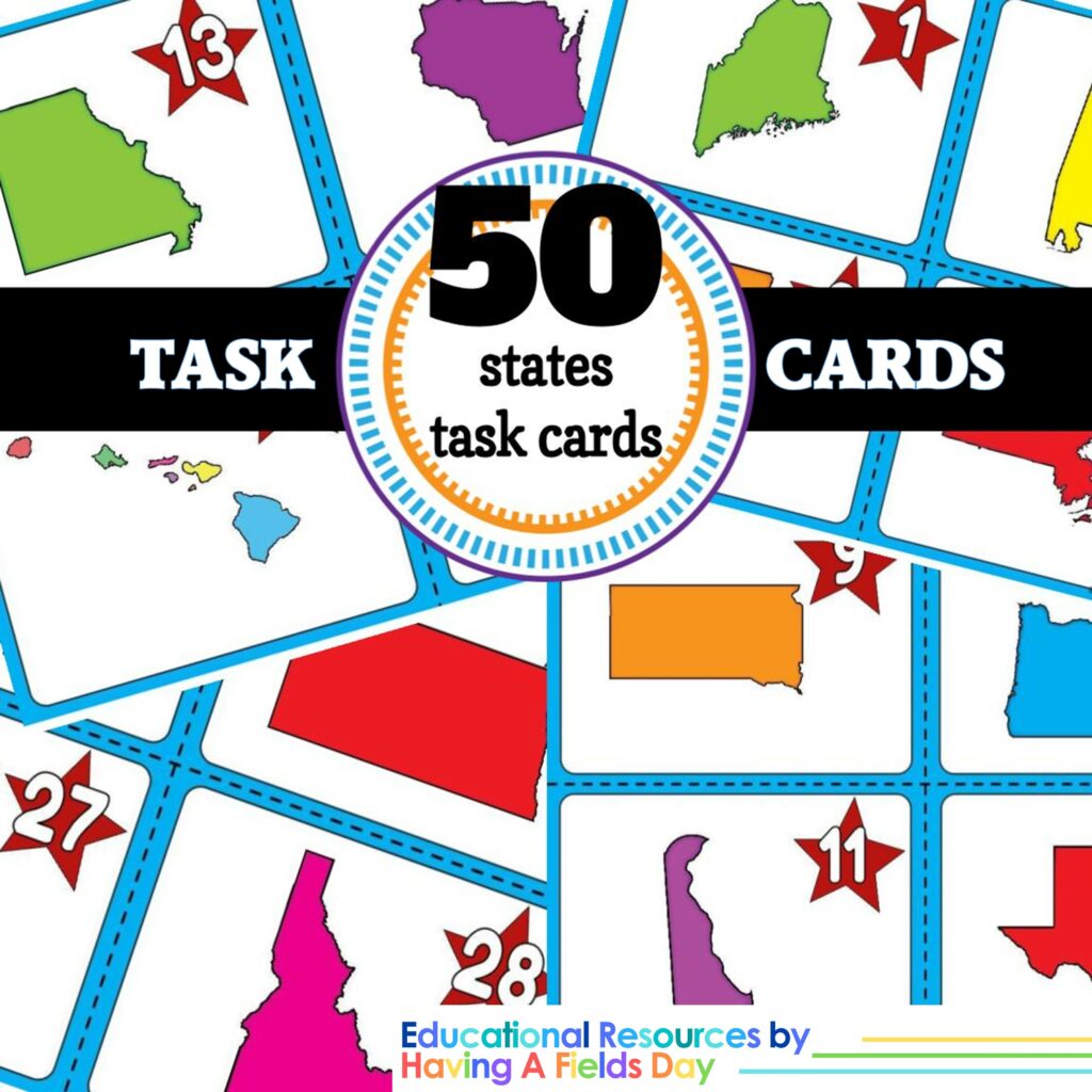 50 States and Capitals Task Cards | Made By Teachers