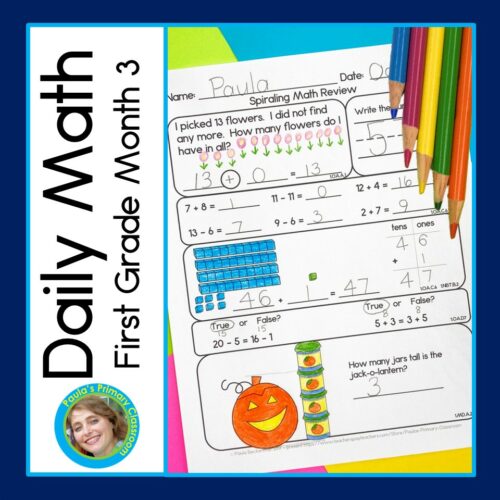 Math Spiral Review Daily Worksheets Morning Work Homework Month 3 Fall ...
