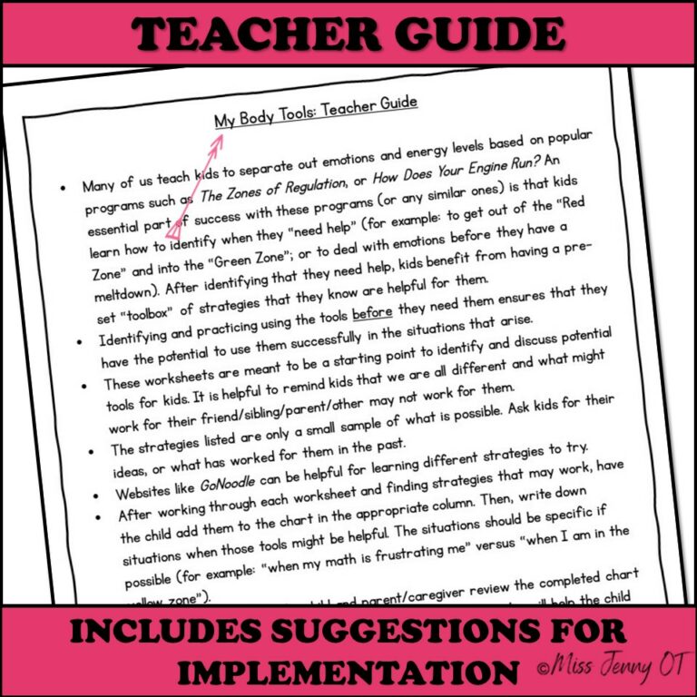 Self Regulation Check In Tools and Sensory Diet Template BUNDLE | Made ...