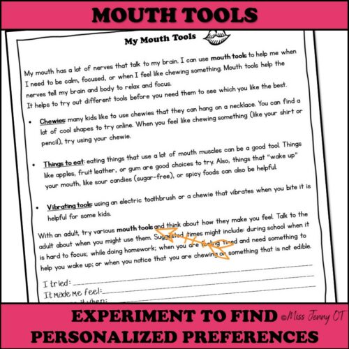 Self Regulation Check In Tools and Sensory Diet Template BUNDLE | Made ...