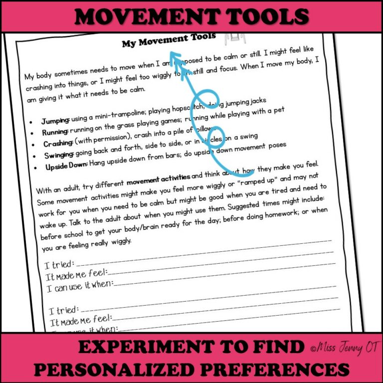 Self Regulation Check In Tools and Sensory Diet Template BUNDLE | Made ...