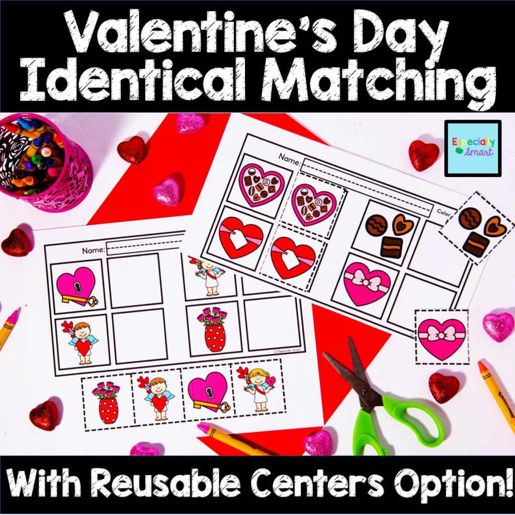 Valentine's Day Matching Cut and paste Worksheets and Centers | Made By ...