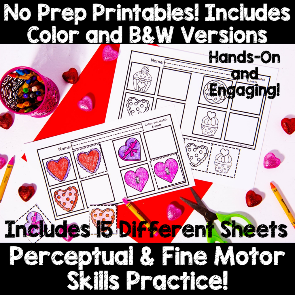 Valentine's Day Matching Cut and paste Worksheets and Centers | Made By ...
