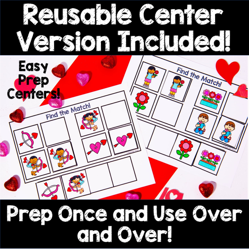 Valentine's Day Matching Cut and paste Worksheets and Centers | Made By ...