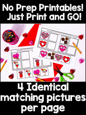 Valentine's Day Matching Cut and paste Worksheets and Centers | Made By ...