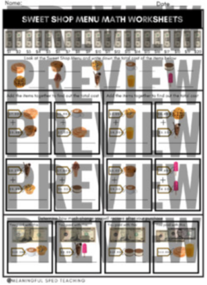 Food Menu Math Money Addition Worksheet Printable | Made By Teachers