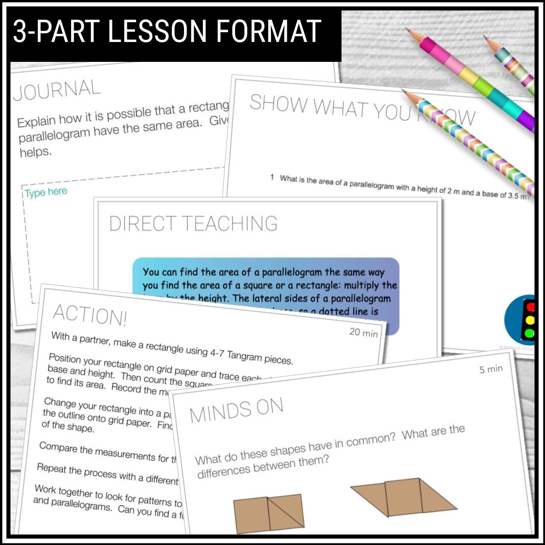 Area of a Parallelogram: Measurement Geometry Math Lesson Grade 5 ...