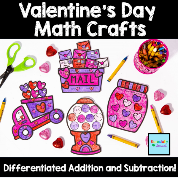 Valentine's Day Math Craft Set Differentiated Addition and Subtraction ...