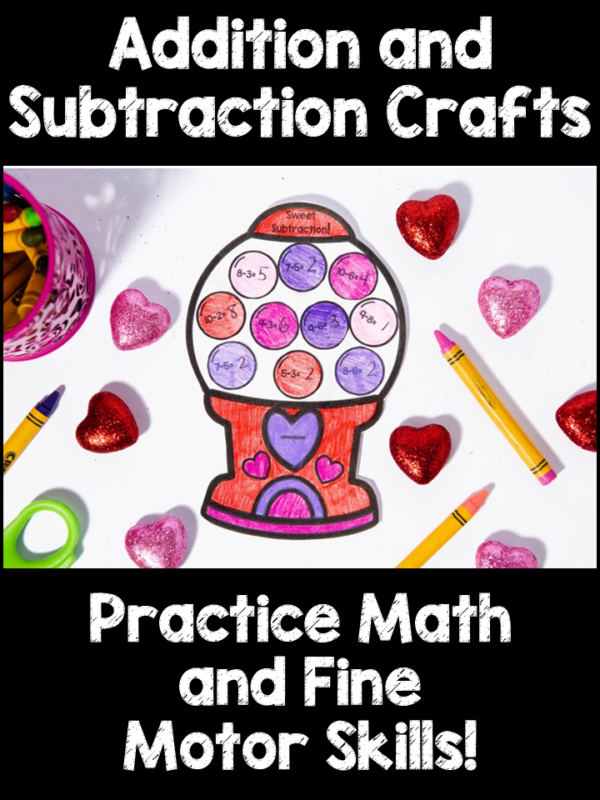Valentine's Day Math Craft Set Differentiated Addition and Subtraction ...