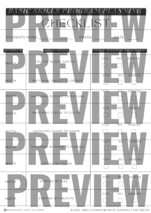 Special Education Basic Skills IEP Goal Baseline Checklist | Made By ...