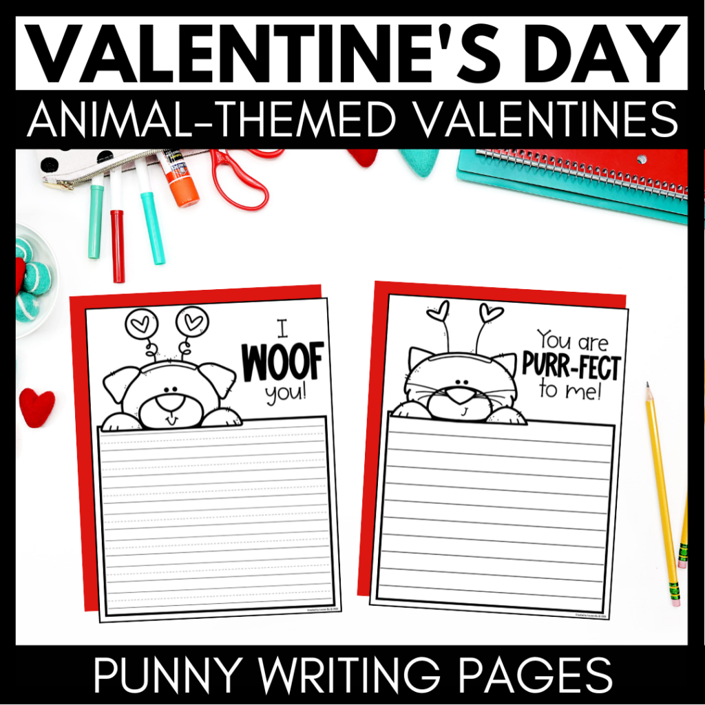 Valentine's Day Writing Pages with Animal Puns - Valentines Day ...