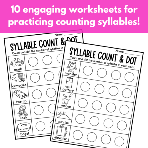 Syllables - Count & Dot - Dot Marker Worksheets Phonological Awareness ...