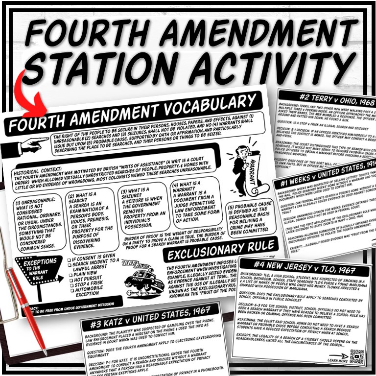 Fourth Amendment Stations Activity Gallery Walk | Made By Teachers