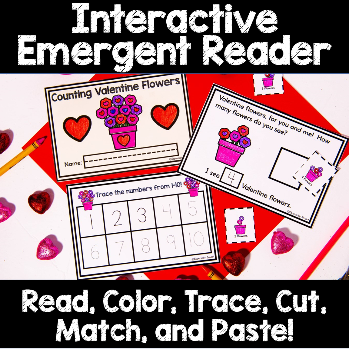 Valentine's Day Flowers Emergent Reader 1 through 10 Counting Booklet ...