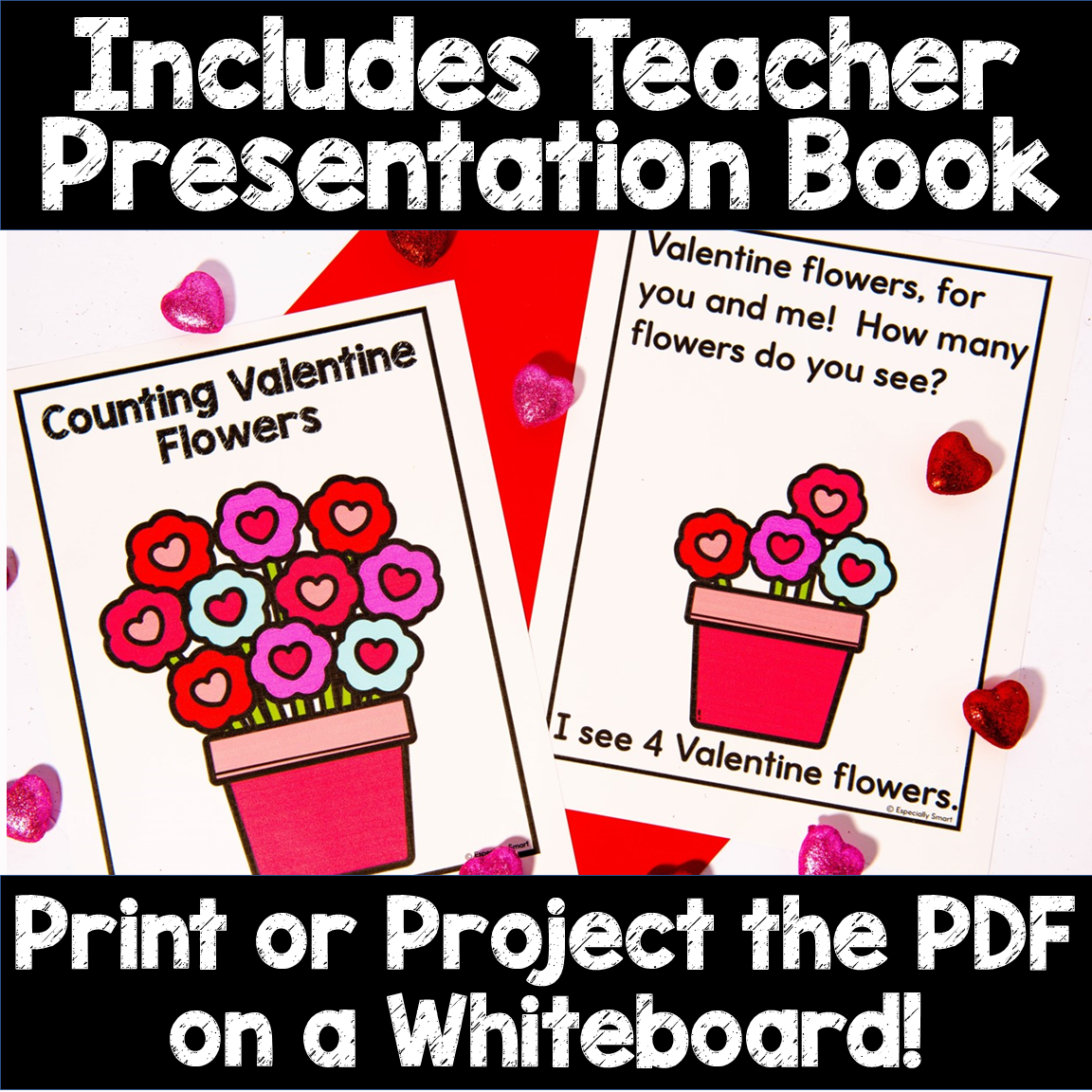 Valentine's Day Flowers Emergent Reader 1 through 10 Counting Booklet ...