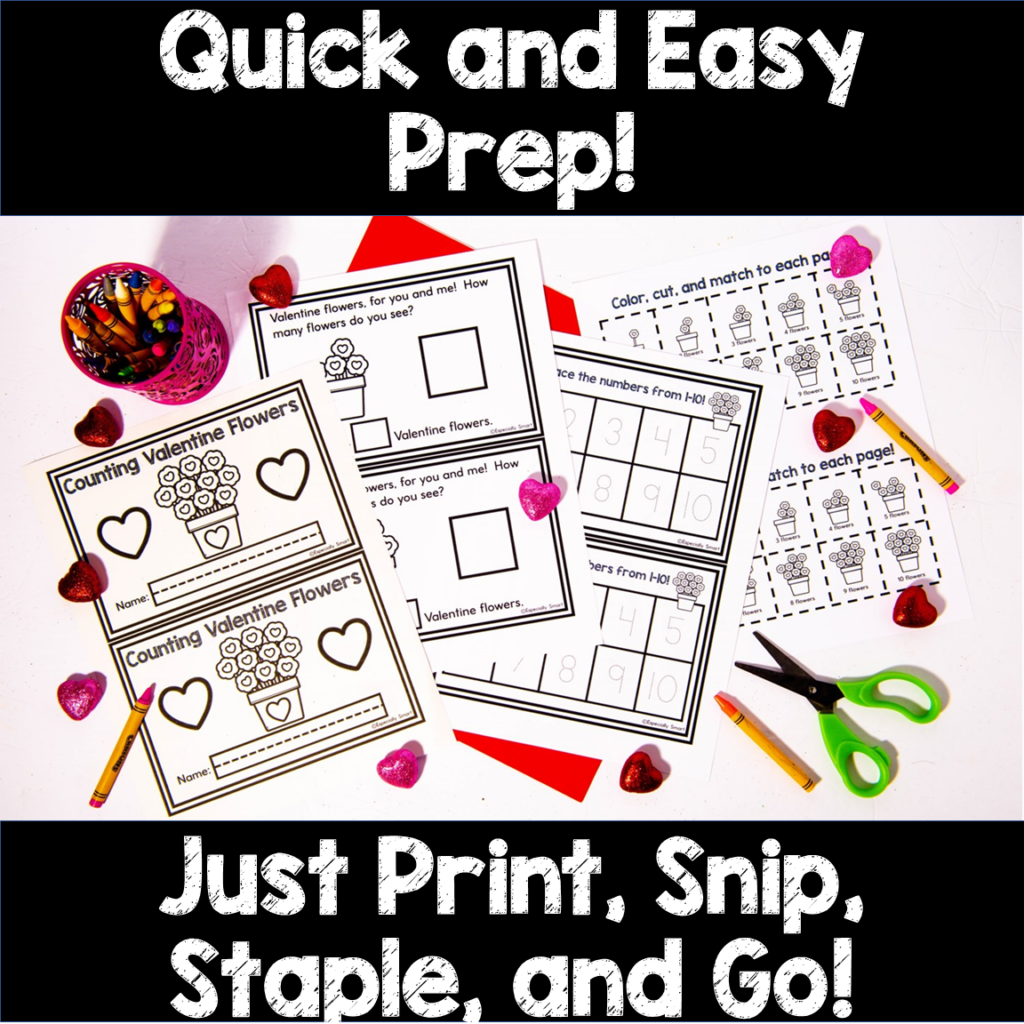 Valentine's Day Flowers Emergent Reader 1 through 10 Counting Booklet ...