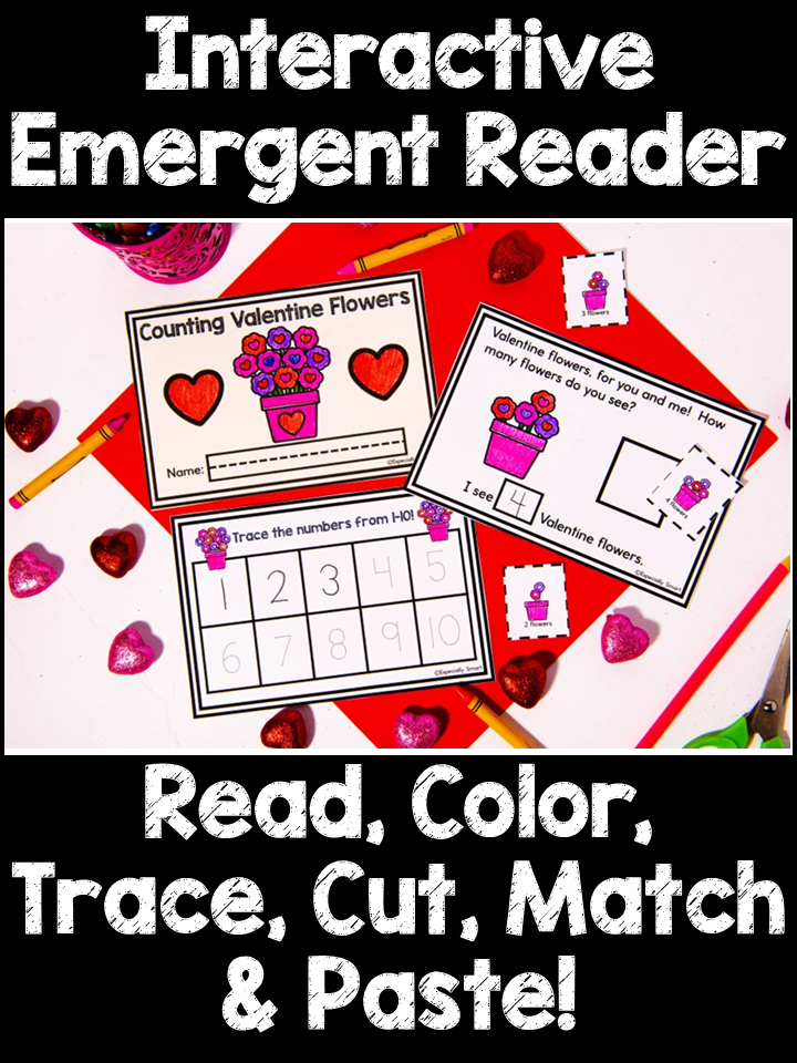 Valentine's Day Flowers Emergent Reader 1 through 10 Counting Booklet ...