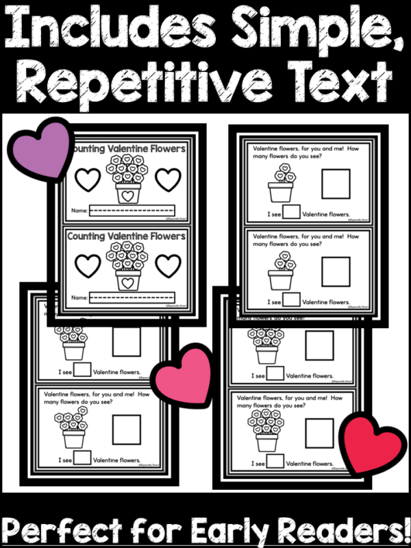 Valentine's Day Flowers Emergent Reader 1 through 10 Counting Booklet ...