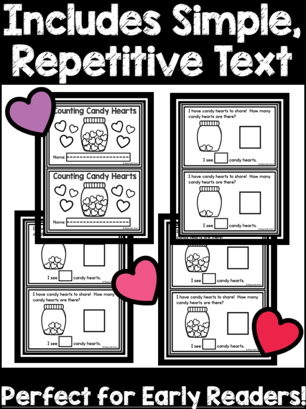 Valentine's Day Candy Hearts Emergent Reader 1 through 10 Counting ...