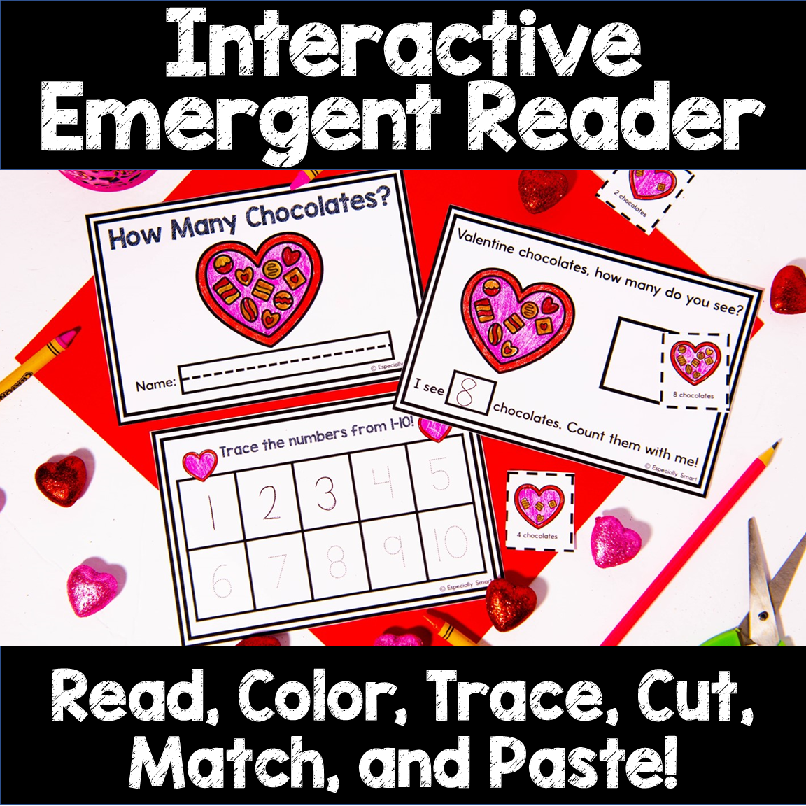 Valentine's Day Chocolates Emergent Reader 1 through 10 Counting ...