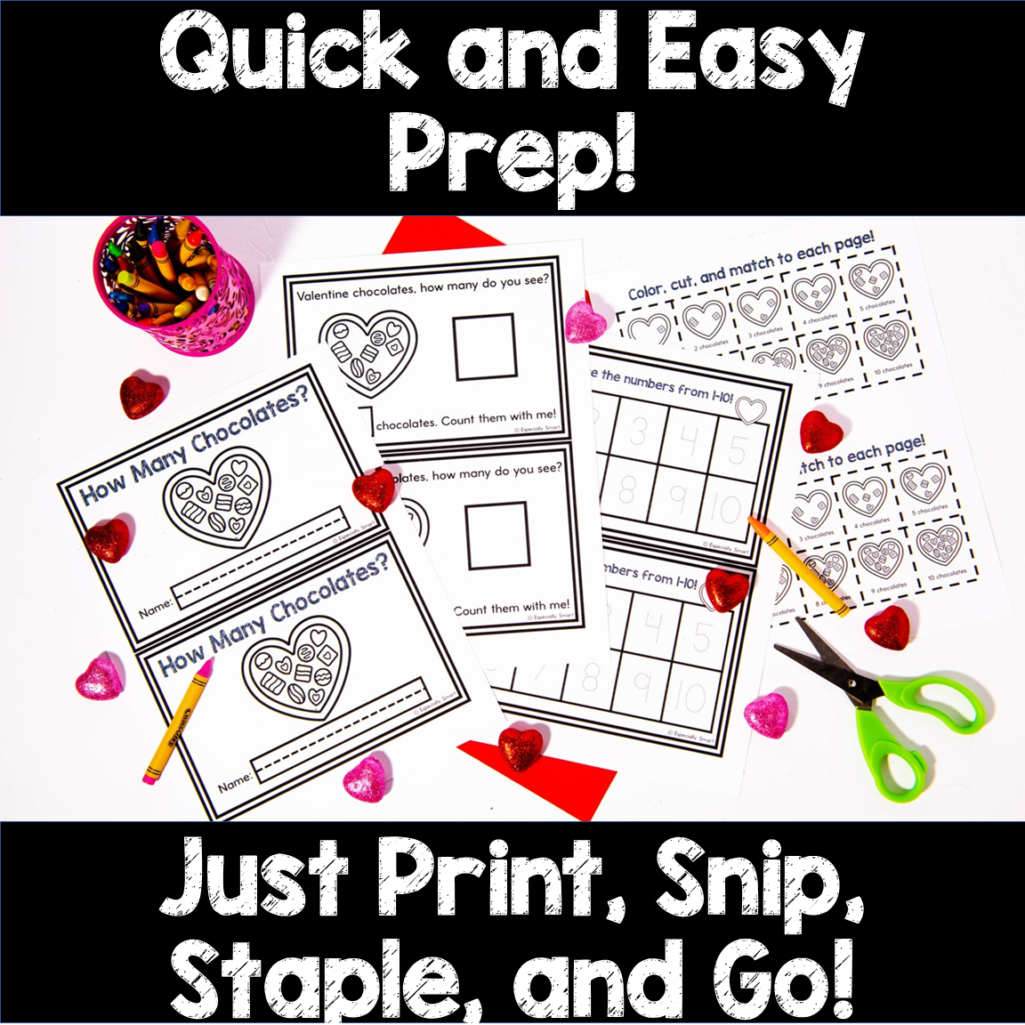 Valentine's Day Chocolates Emergent Reader 1 through 10 Counting ...