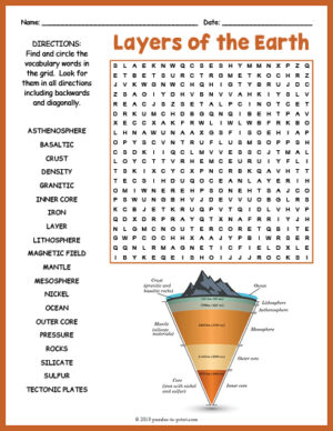 LAYERS OF THE EARTH Word Search Puzzle Worksheet Activity | Made By ...