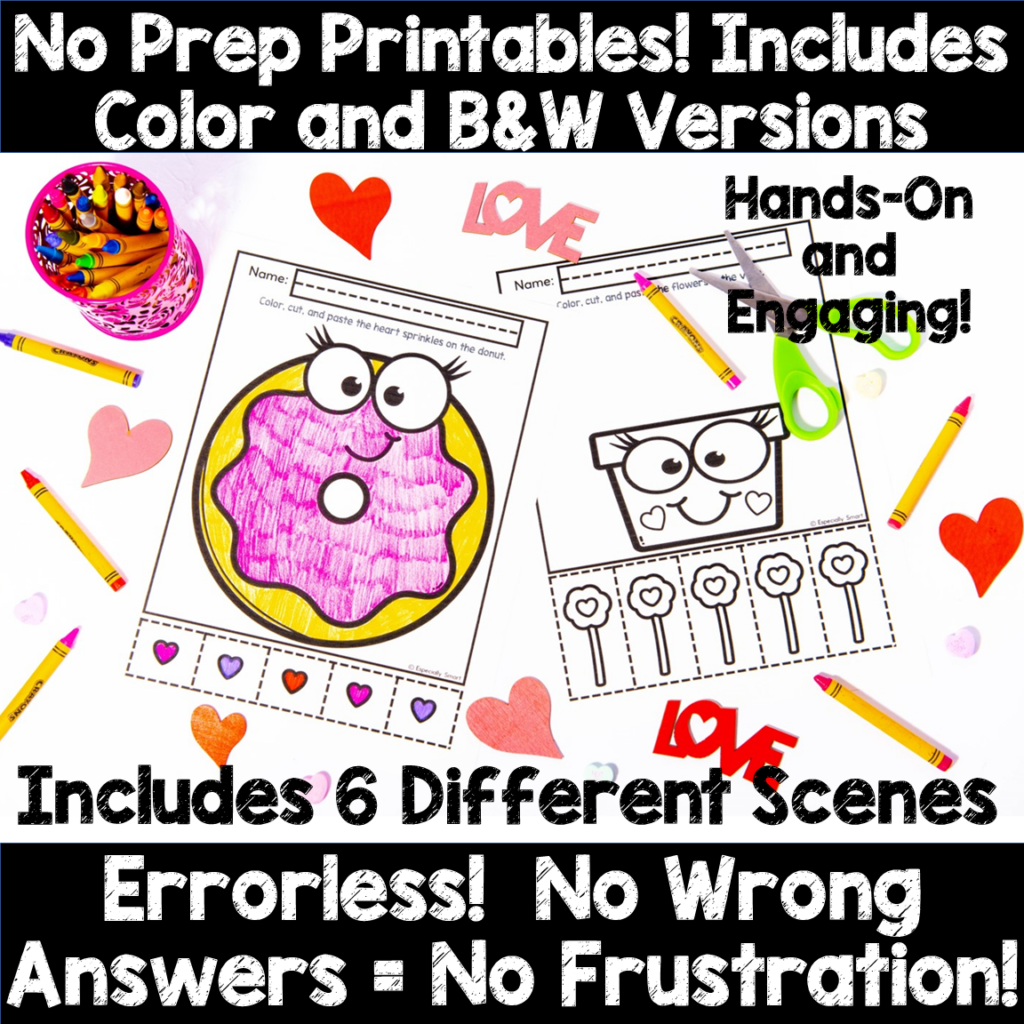 Errorless Valentine's Day Cut and Paste Worksheets and Centers | Made ...