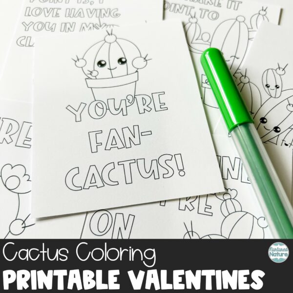 Cactus Coloring Valentine’s Day Cards for Students - Made By Teachers