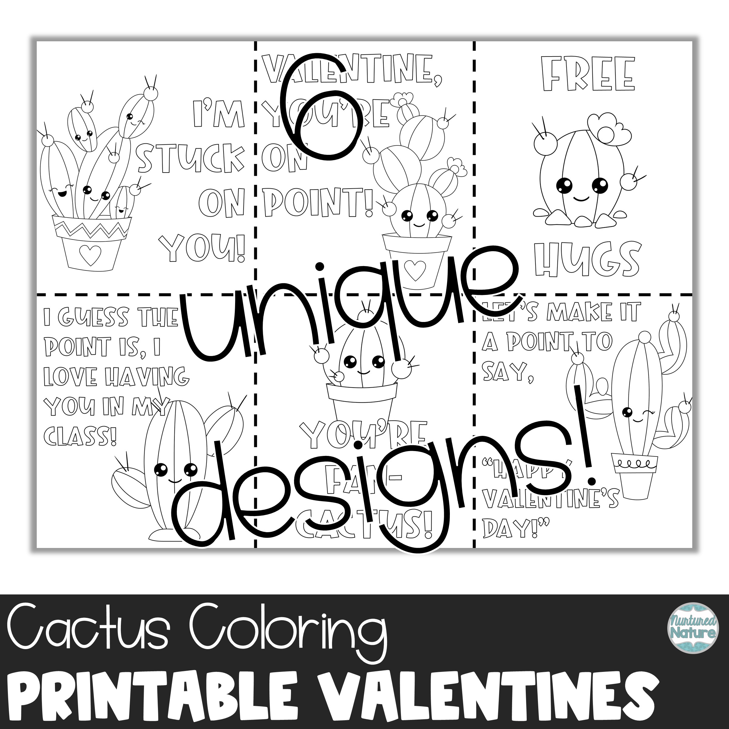 Cactus Coloring Valentine’s Day Cards for Students | Made By Teachers
