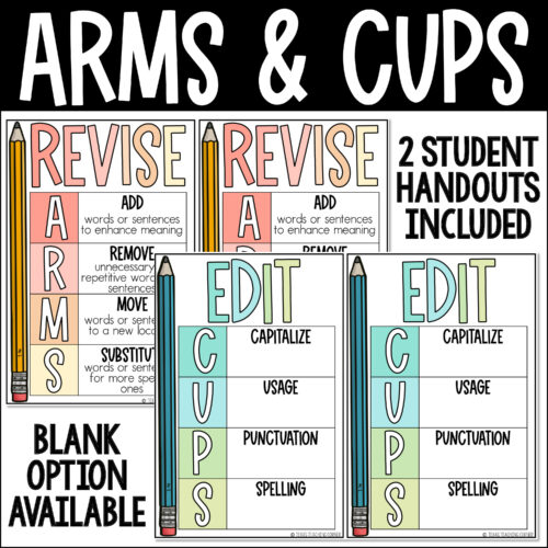 Revising and Editing Writing Posters - Pastel ARMS and CUPS | Made By ...