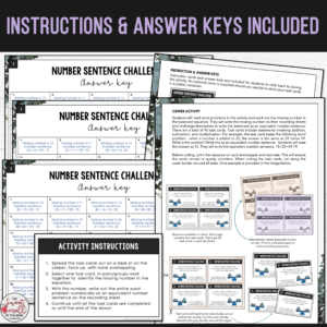 Balance the Equation Task Cards Writing Equivalent Number Sentences ...