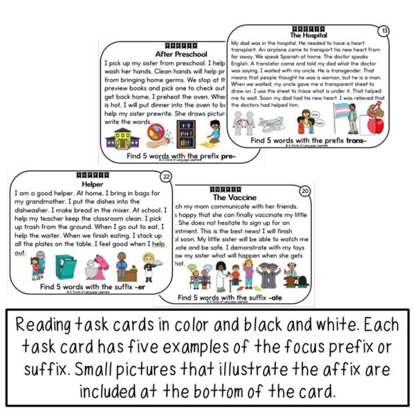 Prefix and Suffix Task Cards | Made By Teachers
