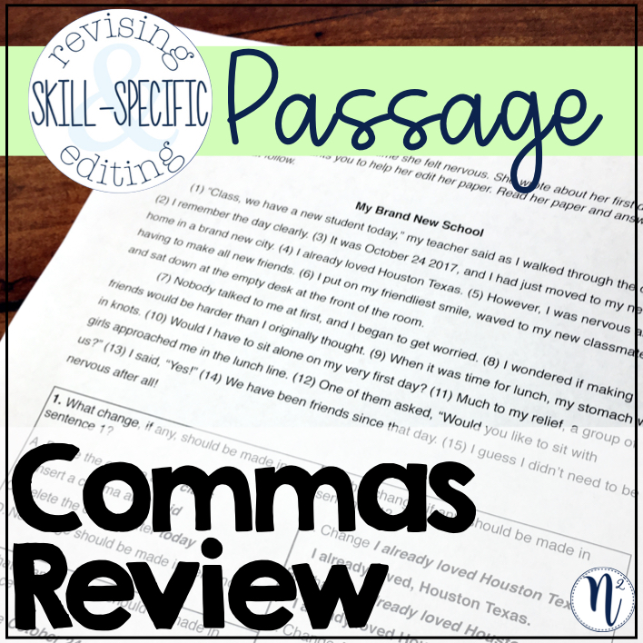 Commas Review: Skill-Specific Revising and Editing Passage | Made By ...