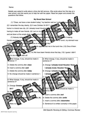 Commas Review: Skill-Specific Revising and Editing Passage | Made By ...