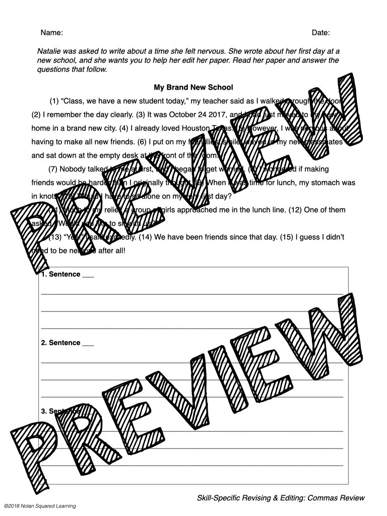 Commas Review: Skill-Specific Revising and Editing Passage | Made By ...