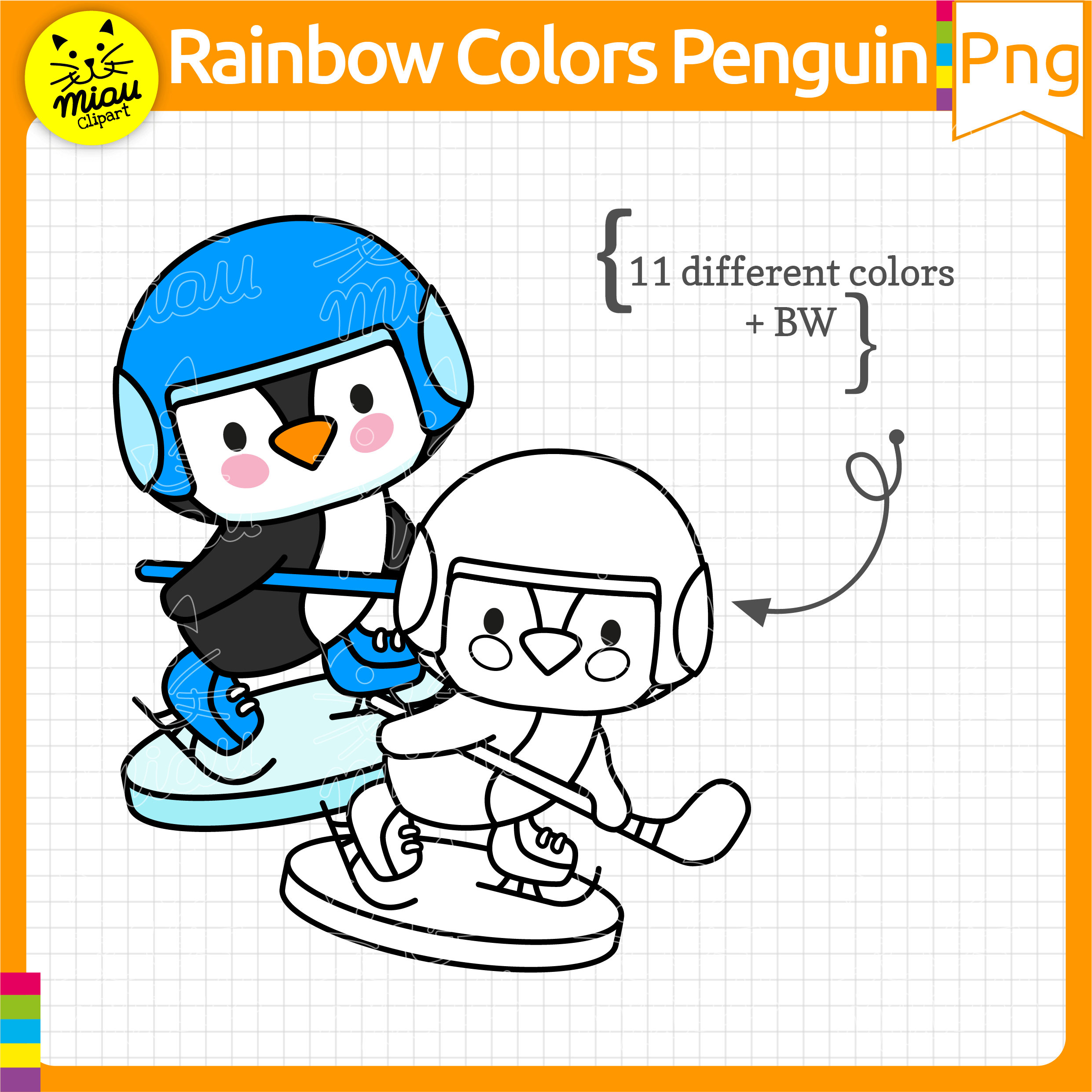 Rainbow Colors Clipart Winter Penguin | Ice Hockey | Patterns | PNG ...