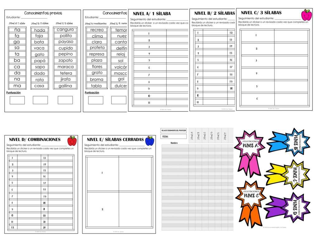 Bloques de Lectura por Niveles | Sílabas |Spanish Reading Fluency ...