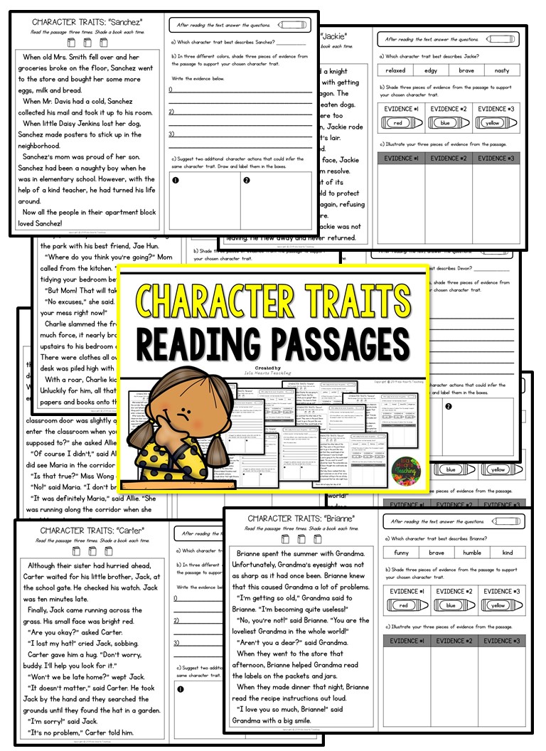 Character Traits Reading Comprehension Passages and Questions ...