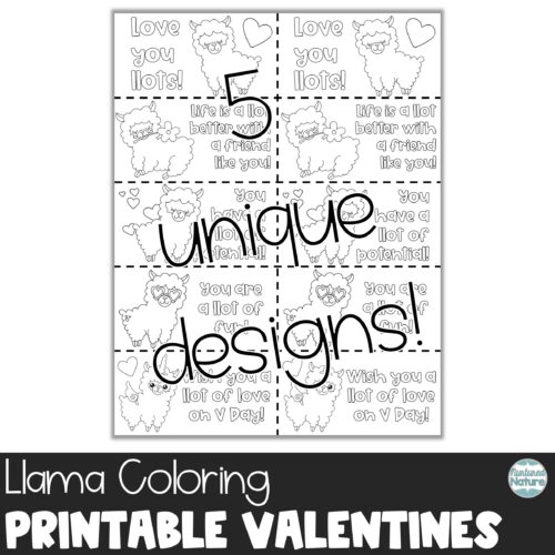 Llama Coloring Valentine’s Day Cards for Students | Made By Teachers