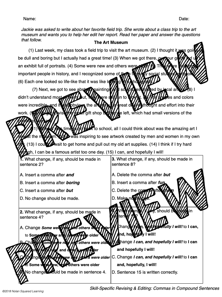 Commas in Compound Sentences: Skill-Specific Revising and Editing ...
