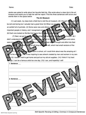 Commas in Compound Sentences: Skill-Specific Revising and Editing ...