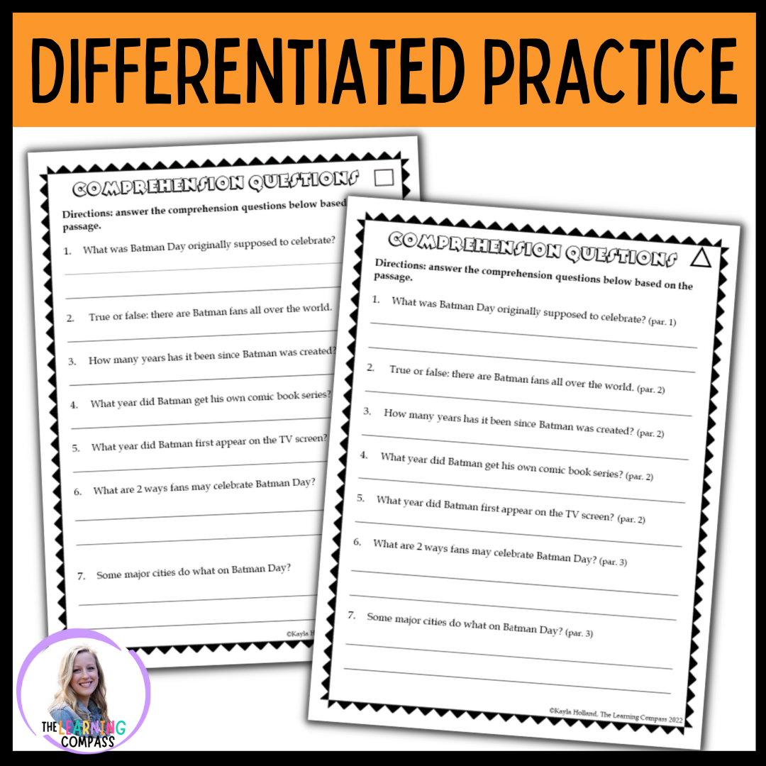 Differentiated Reading Passages | Comprehension and Context Clues ...