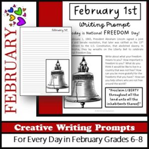 February Creative Writing Prompts for Every Day, Language Arts ...