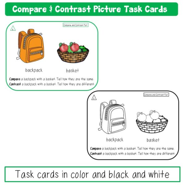 Compare and Contrast Picture Task Cards Fall | Made By Teachers